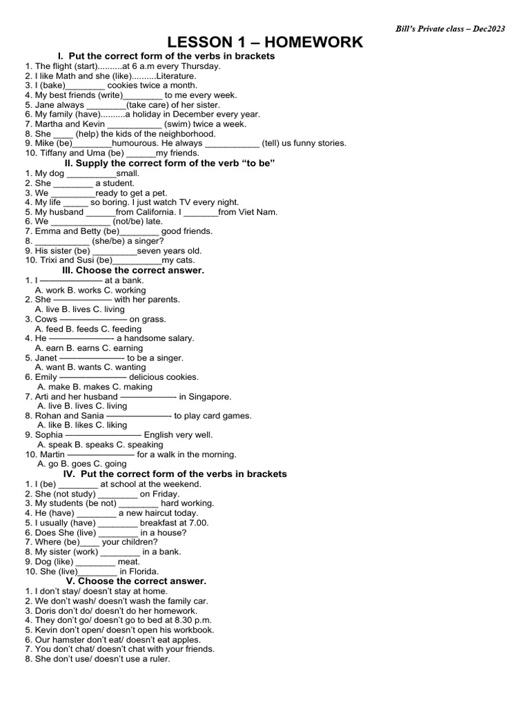 Lesson 1 - Homework | PDF