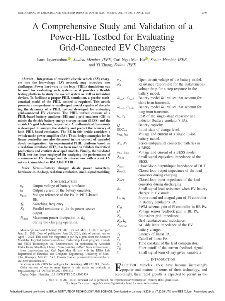 Power-HIL Testbed for EV Charger Evaluation | PDF | Simulation ...