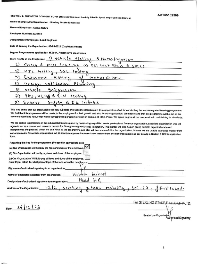 Employee Consent Form | PDF