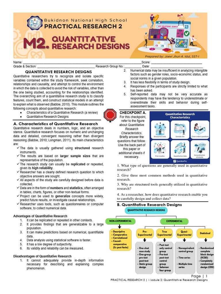PR2 M2 Quantitative Research Designs | PDF | Experiment | Quantitative ...