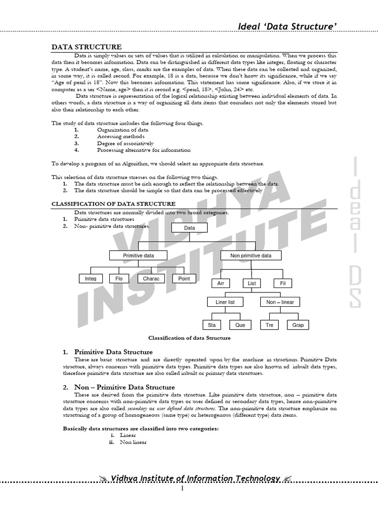 Vidhya Institute Data Structure | PDF | Algorithms | Time Complexity