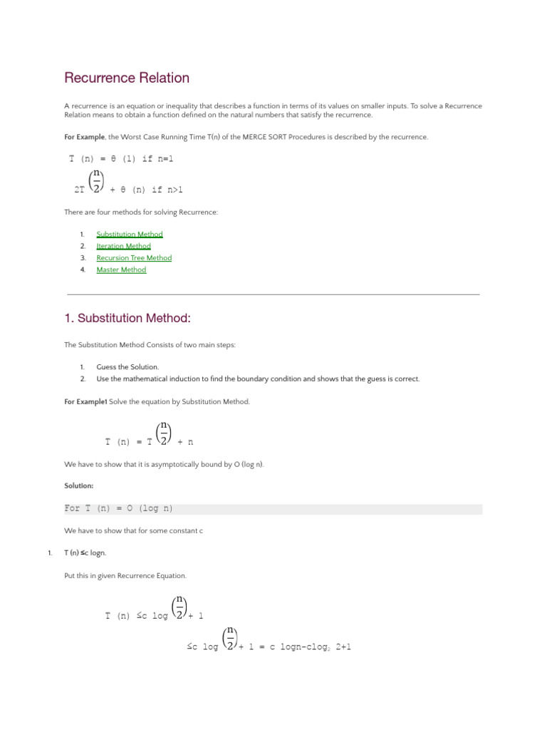 Recurrence Relation | PDF | Recursion | Recurrence Relation