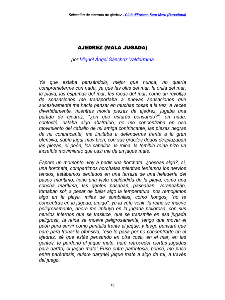 Cuento 4 Pdf Ajedrez Juegos De Mesa Tradicionales