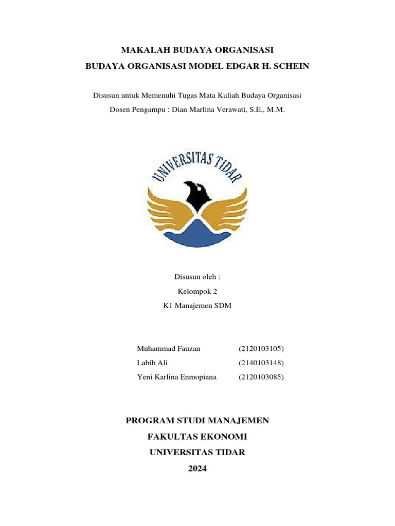 Kelompok 2 - Makalah Budaya Organisasi Model Edgar H. Schein | PDF ...