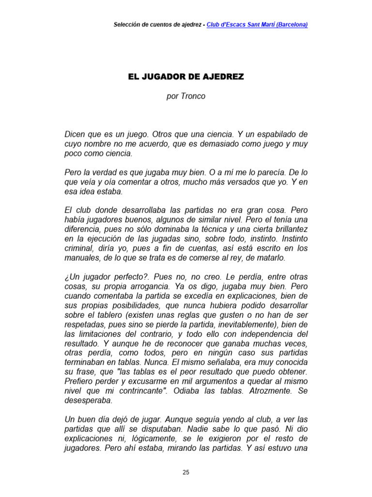 Cuento De Ajedrez Pdf Ajedrez Juegos Tradicionales