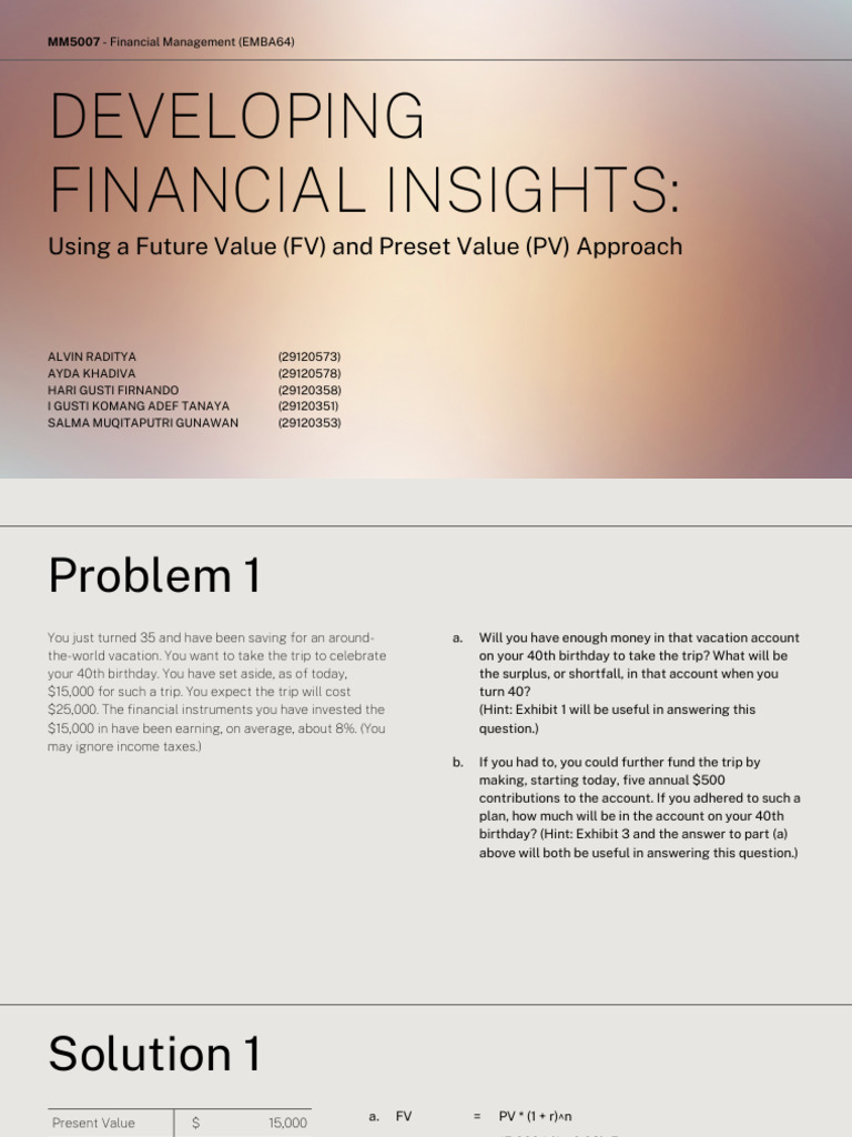 SYNDICATE 2 Developing Financial Insights PDF | PDF | Net Present Value | Present Value