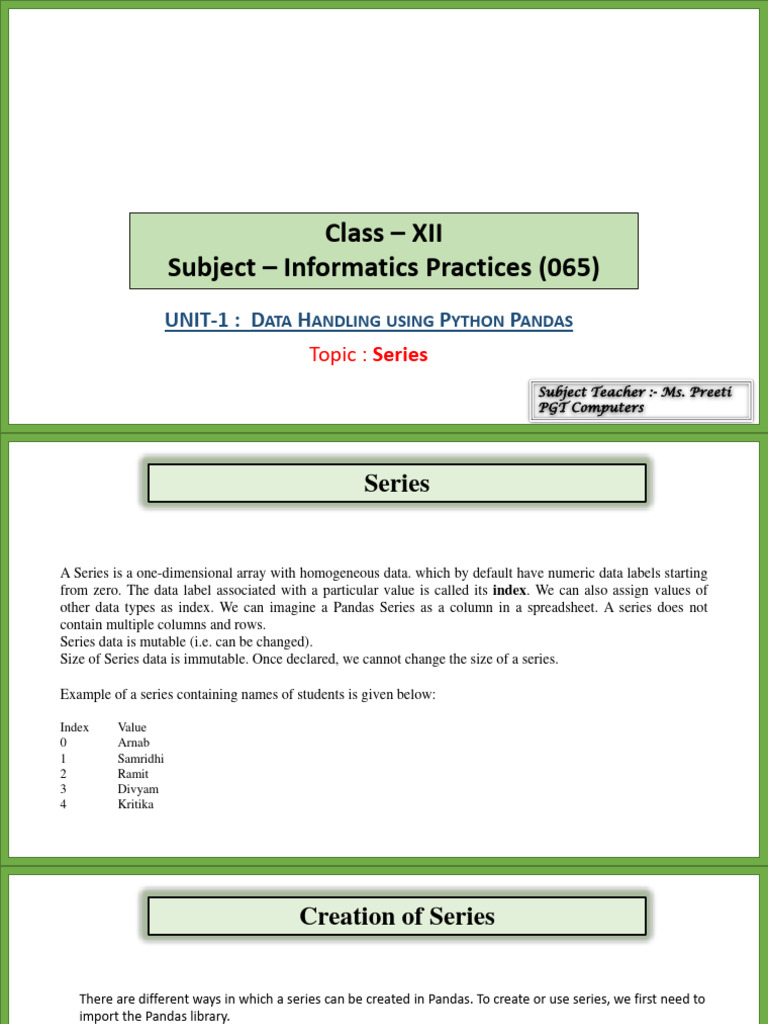 Series in Python - 1 | PDF | Computer Programming | Computing