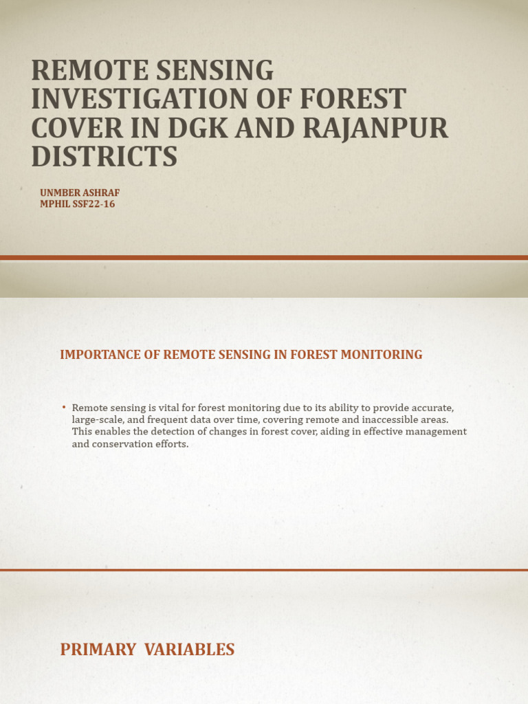 Remote Sensing Investigation of Forest Cover in DGK | PDF | Technology ...