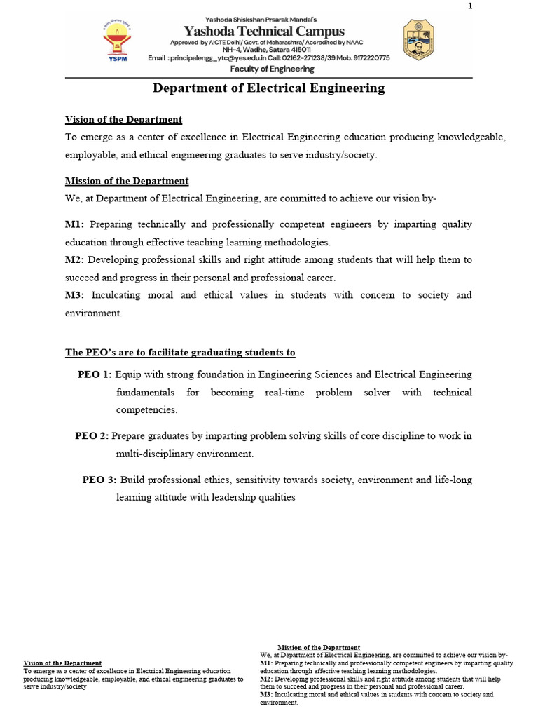 Vision, Mission, PEO, PO, PSO | PDF | Engineering | Design