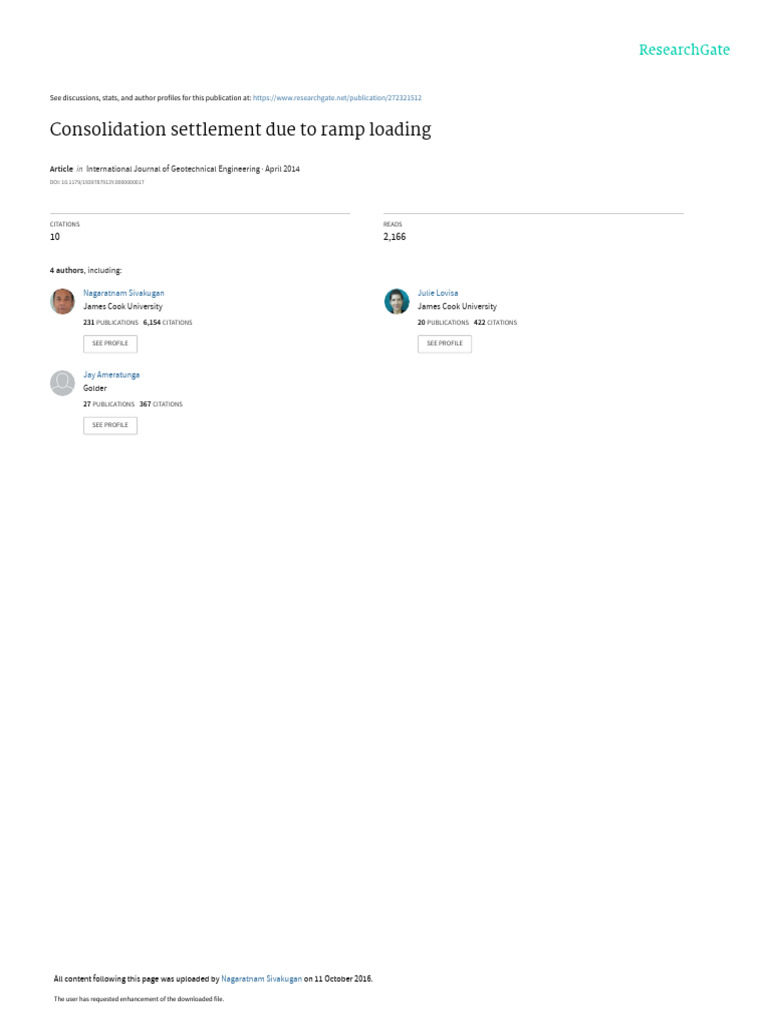 Ramp Loading Effects on Clay Settlement | PDF | Soil | Geotechnical ...