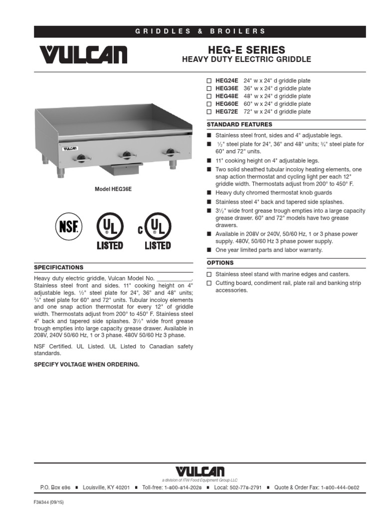 HEG-E Heavy Duty Electric Griddle-1 | PDF | Mains Electricity | Electricity