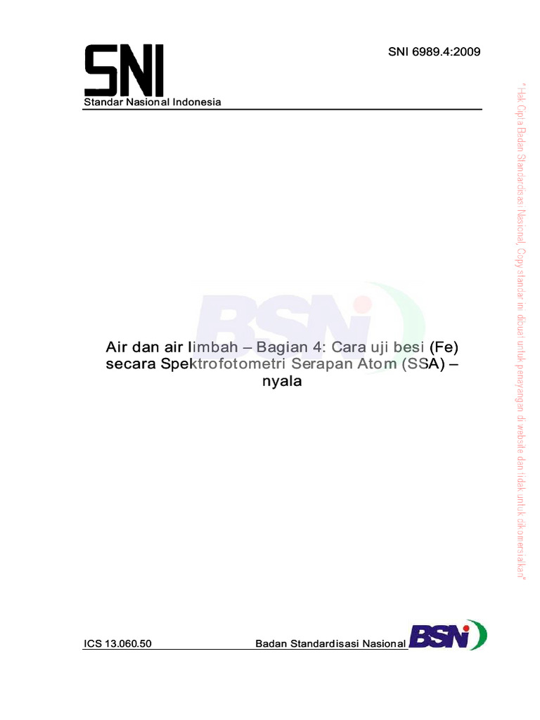 Uji Besi dalam Air dengan SNI 6989.4:2009 | PDF