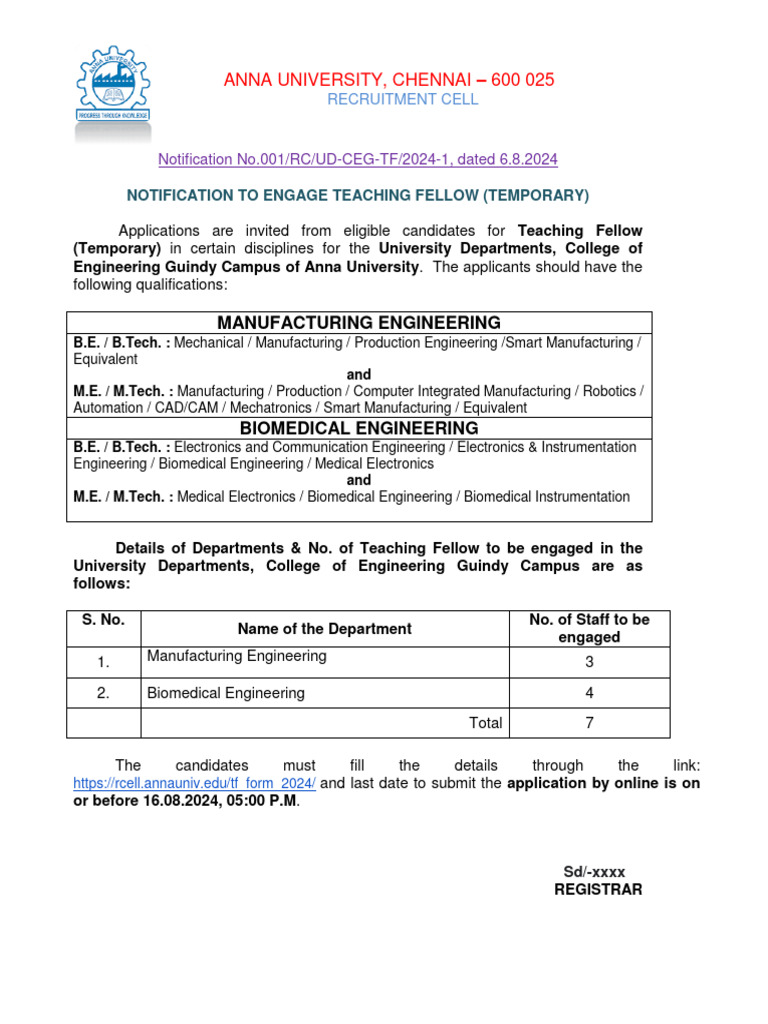 TF Recruitment CEG UD | PDF | Engineering | Biomedical Engineering