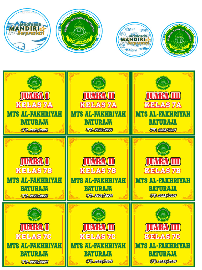 Stiker Label Piala Juara Kelas 2023-2024 | PDF | Sains & Matematika ...