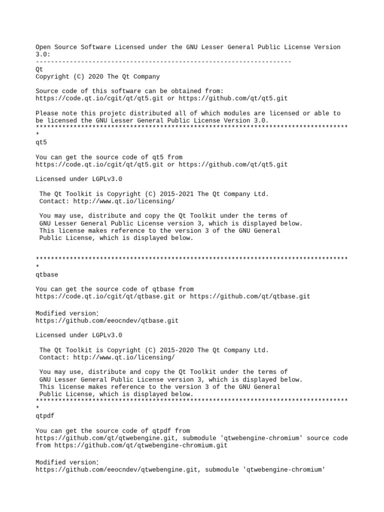 QT License | PDF | Gnu | Source Code