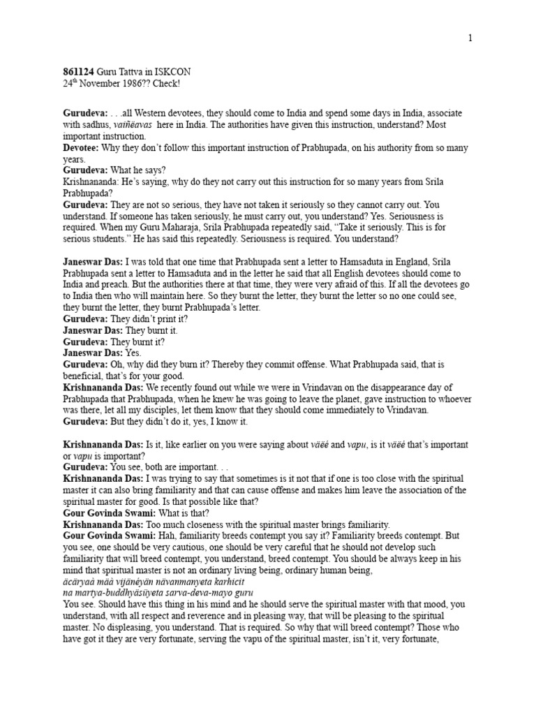 Guru Tattva in ISKCON | PDF | Krishna | Hinduism