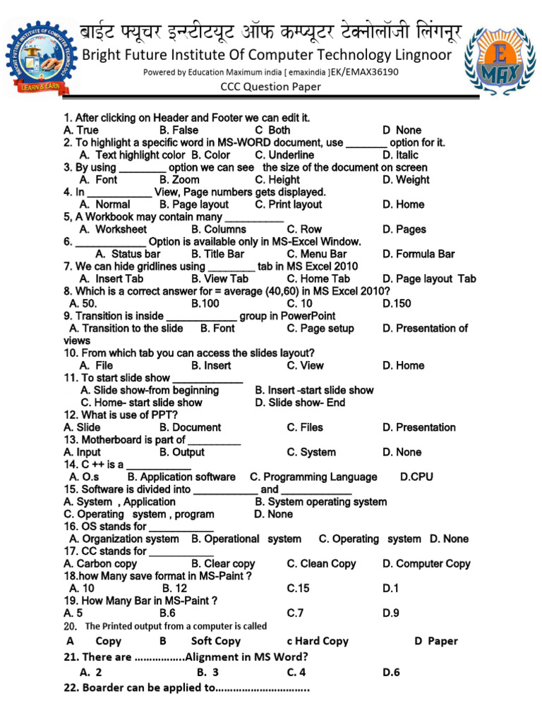 CCC Jan 2024 | PDF | Microsoft Word | Microsoft Excel