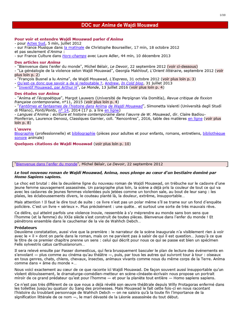 Anima Doc | PDF | Romans | Chats