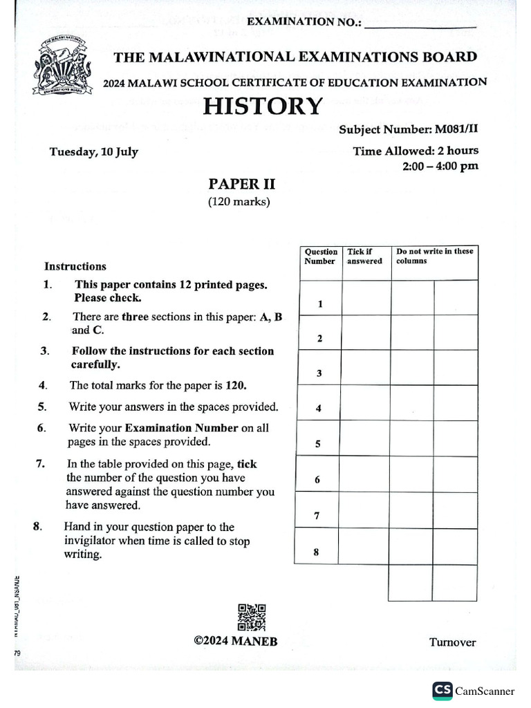 2024 Maneb History II | PDF