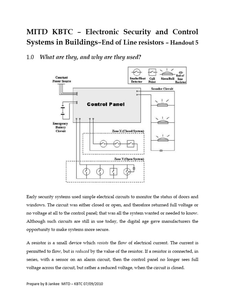 End-of-Line Resistors in Security Systems | PDF