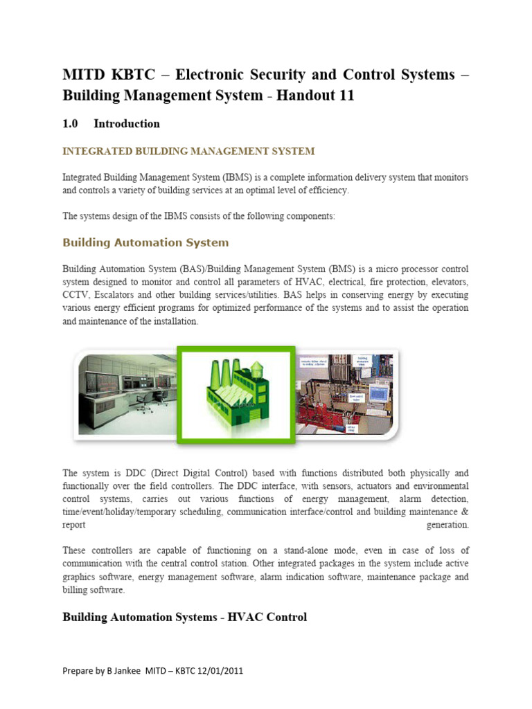 Handout 11 - BMS | PDF | Building Automation | Automation