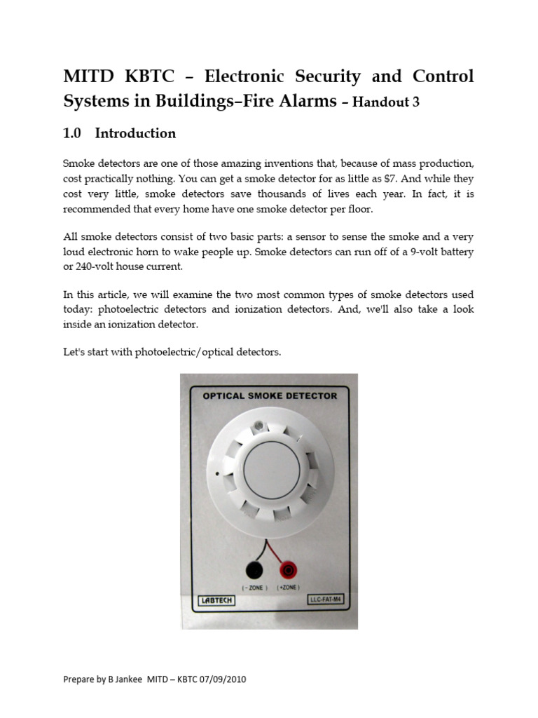 Handout 3 - Smoke Detectors | PDF | Smoke | Physical Sciences