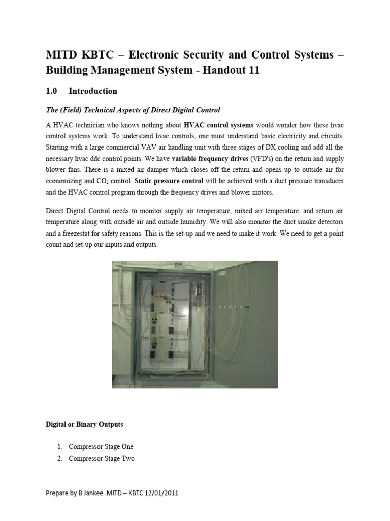 Handout 12 - Bms Control | PDF | Electrical Wiring | Sensor