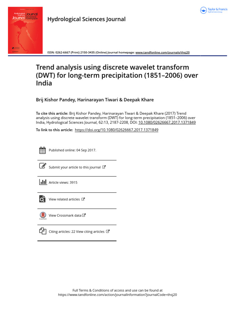Trend Analysis Using Discrete Wavelet Transform DWT For Long-Term ... Trend Analysis Using Discrete Wavelet Transform DWT For Long-Term ...
