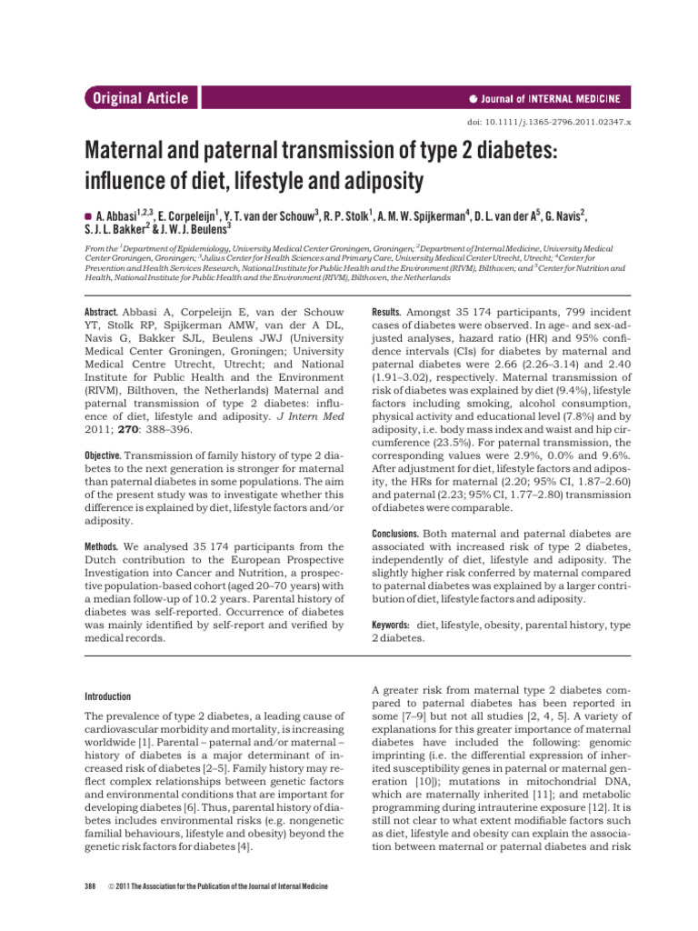 Maternal and Paternal Transmission of Type 2 D | PDF | Hypertension ...