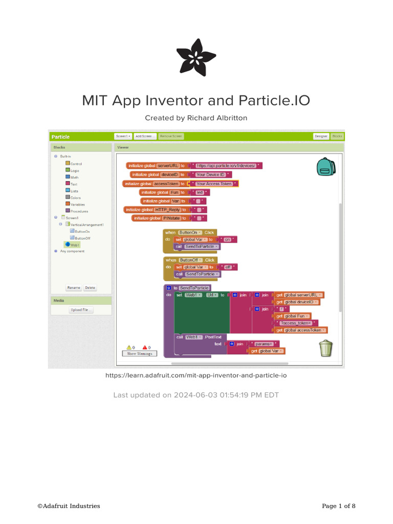 Mit App Inventor And Particle Io Pdf Application Software Android Operating System