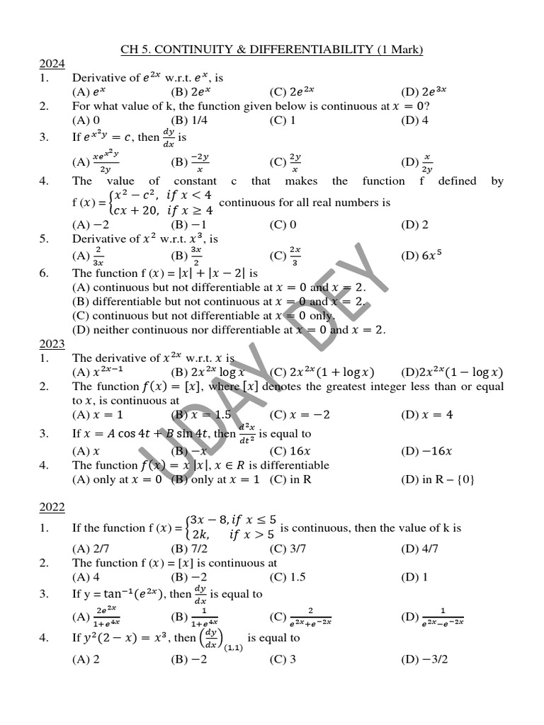Continuity and Differentiability Concepts | PDF | Mathematical Relations | Real Analysis