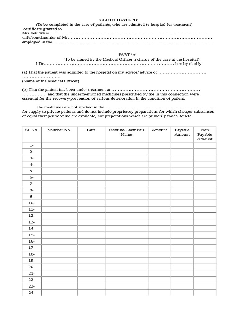 Medical Reimbursment New Proforma | PDF | Hospital | Patient