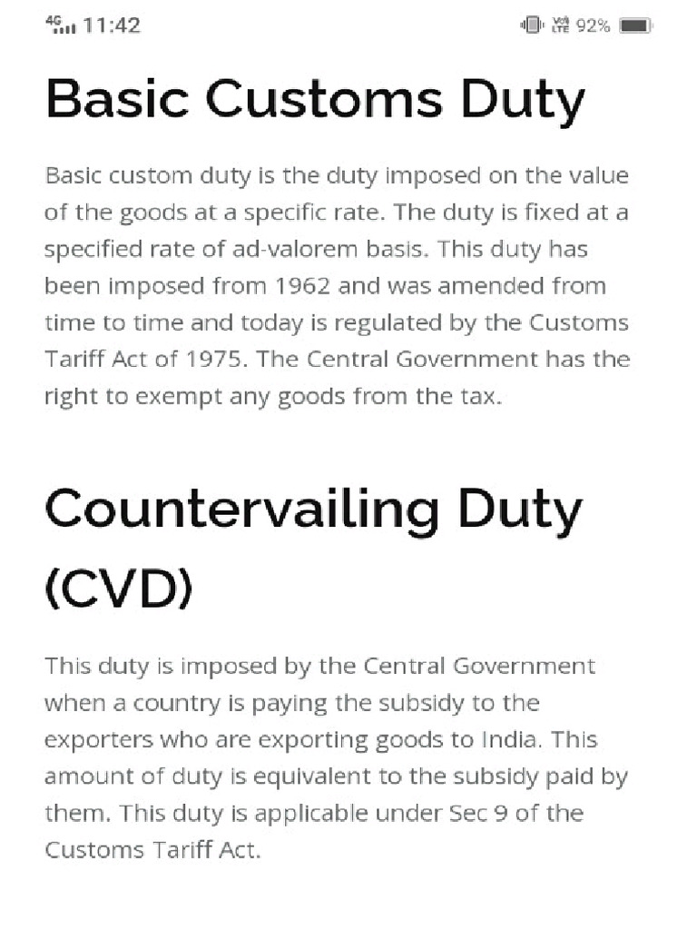 Types of Custom Duty | PDF