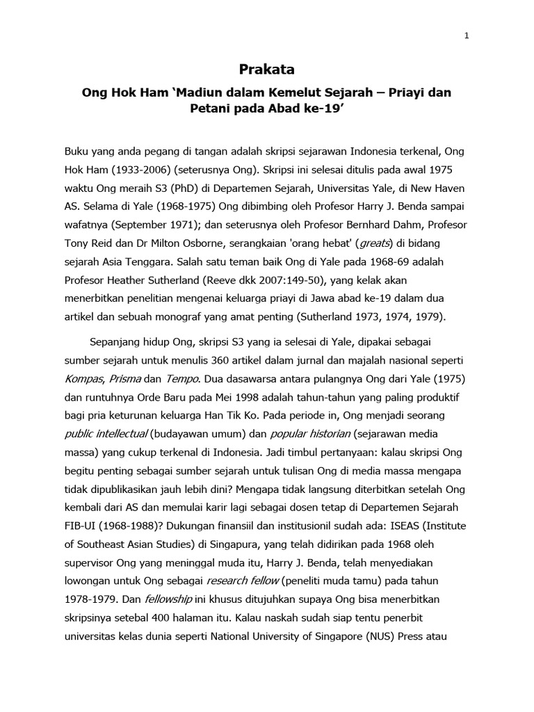 Ong Hok Ham: Sejarah Priayi Madiun | PDF | Sejarah