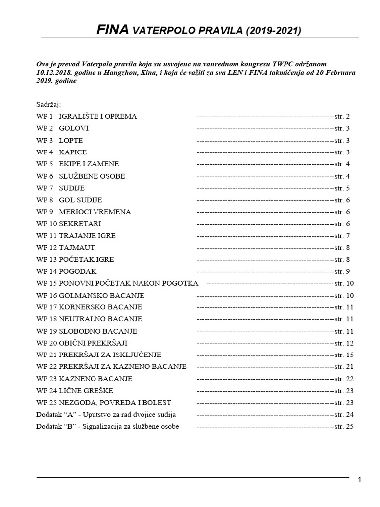 FINA Pravila 2019-21 | PDF