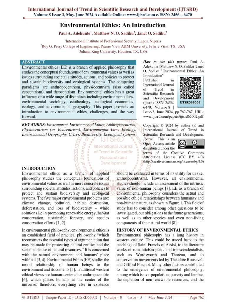 Environmental Ethics An Introduction | PDF | Environmental Ethics ...