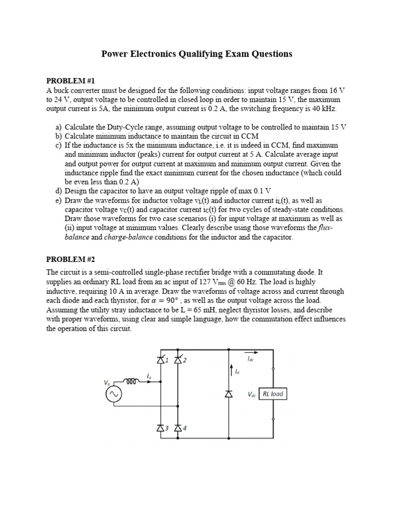 Problems in Power Electronics For A PHD Qualifying Exam | PDF ...