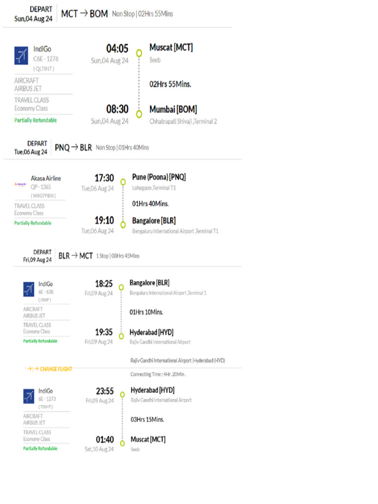 MCT Bom PNQ BLR MCT | PDF