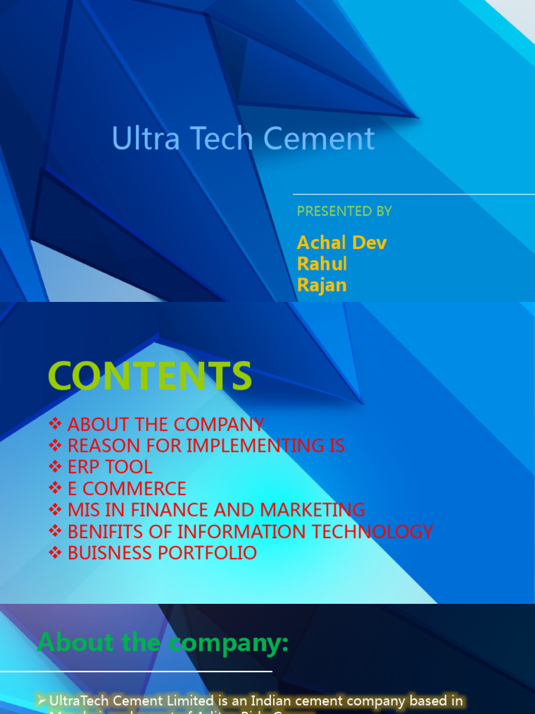 Ultra Tech Cement-IsM | PDF | Marketing | Enterprise Resource Planning