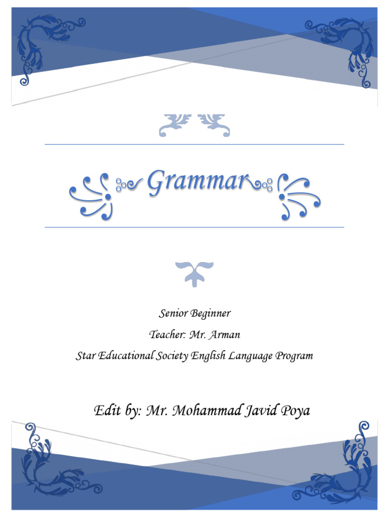 Senior Beginner Grammar | PDF | Verb | Part Of Speech