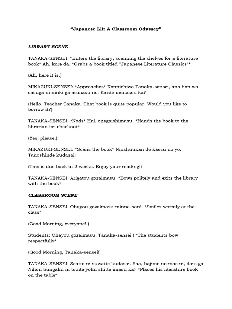 Tanaka Sensei JapLit 2 | PDF | Japanese Language | Japanese Literature