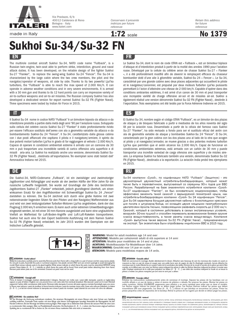 Sukhoi Su-34 Model Kit Guide | PDF | Aircraft | Aviation