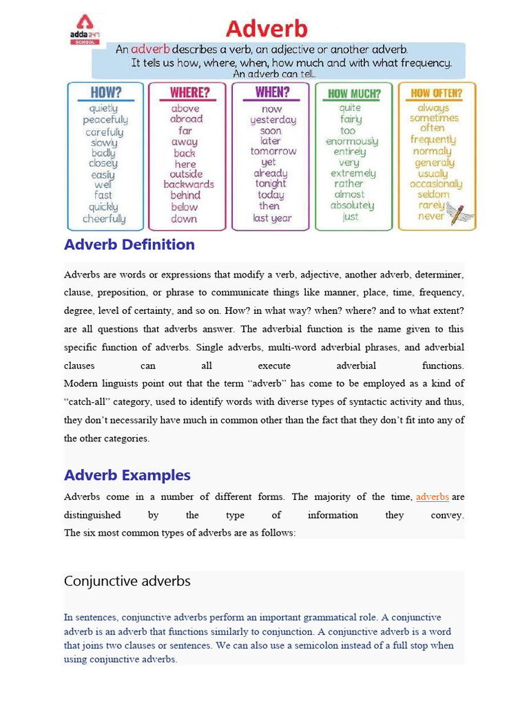 Adverb Definition | PDF | Adverb | Language Mechanics Adverb Definition | PDF | Adverb | Language Mechanics