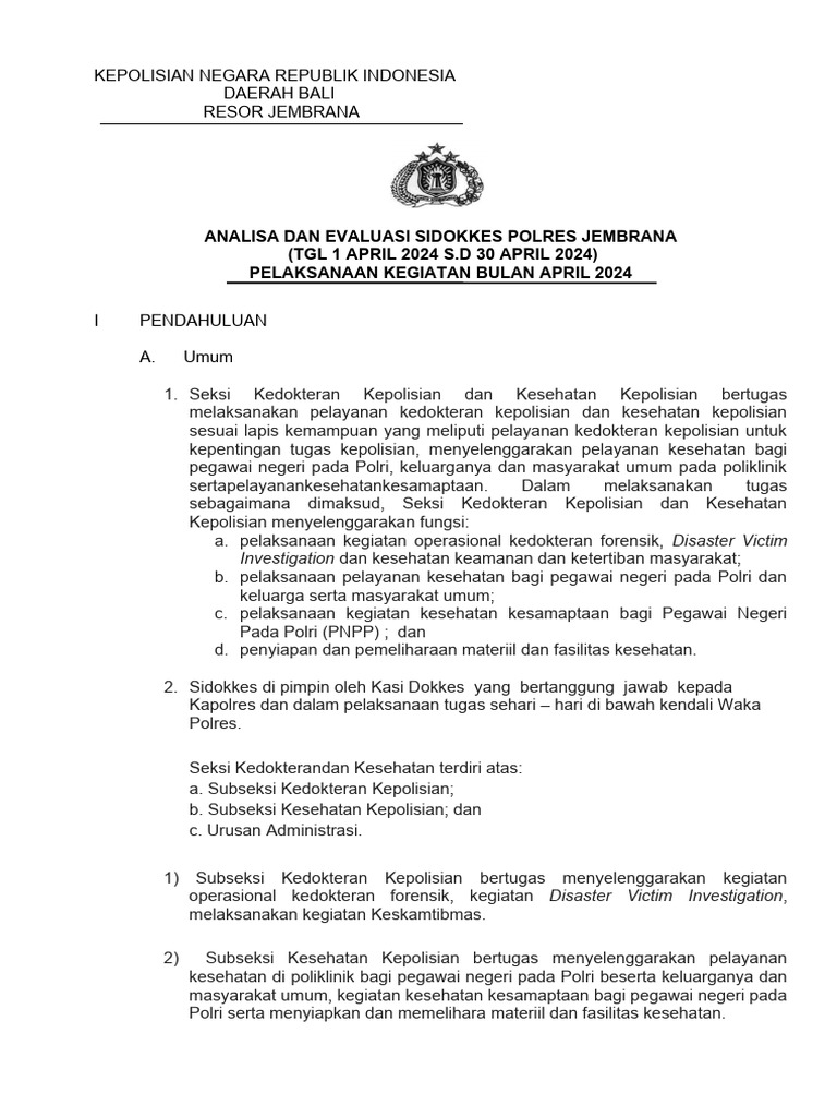 Laporan Anev Sidokkes Bulan April 2024 | PDF