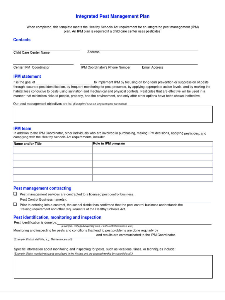 Integrated Pest Management Plan: Contacts | PDF | Pesticide | Pest Control