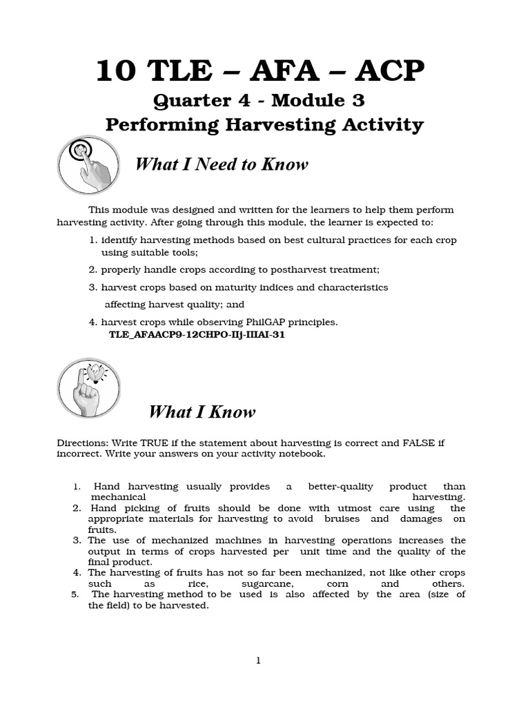 Sdo Aurora Tle10 Afa-Acp Q4 M3 | PDF | Vegetables | Harvest