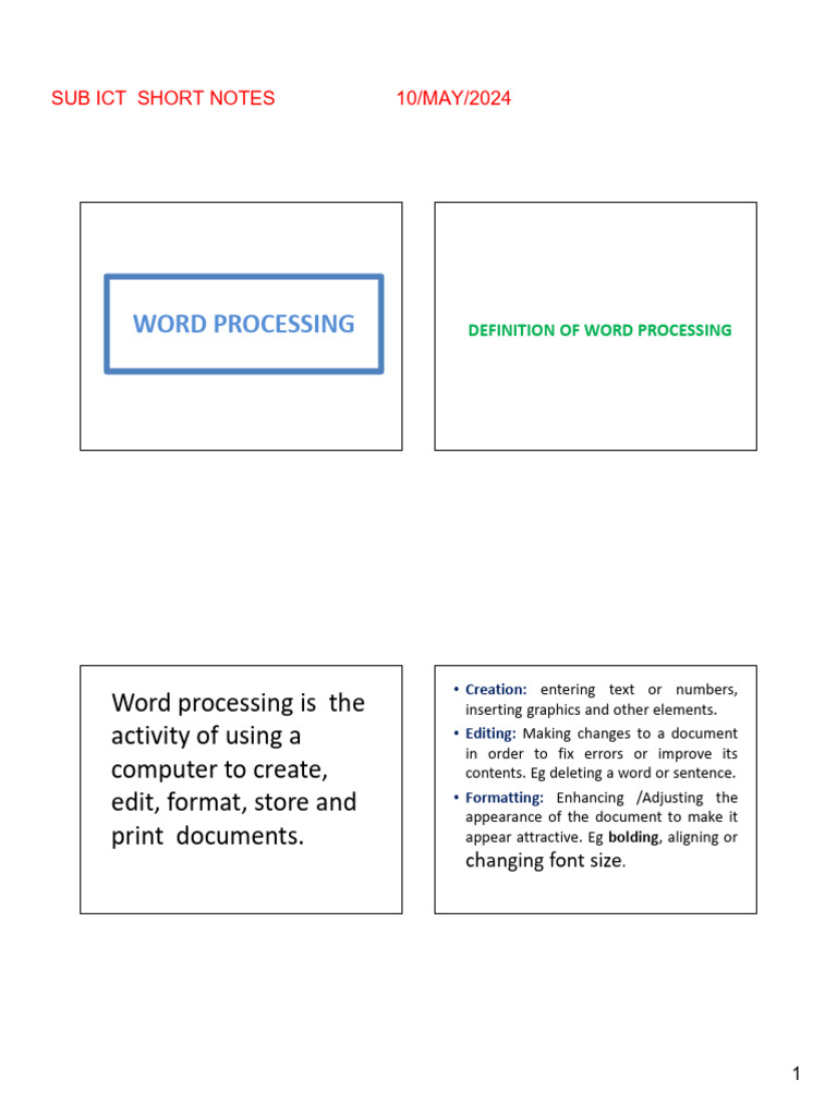 Sub Ict Short Notes (S5, S6) | PDF | Spreadsheet | Typefaces