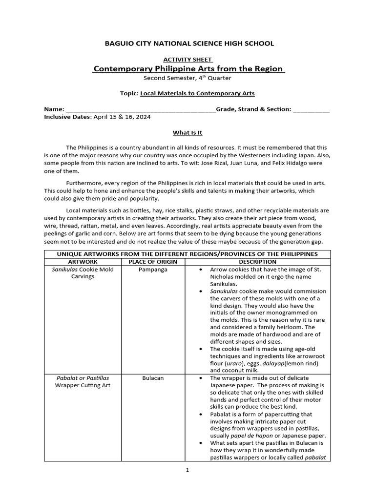 Activity Sheet Cpar | PDF | Rubric (Academic)