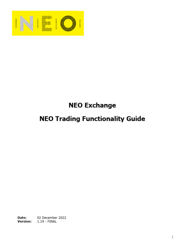 Neo Trading Functionality Guide 20221202 | PDF | Order (Exchange ...