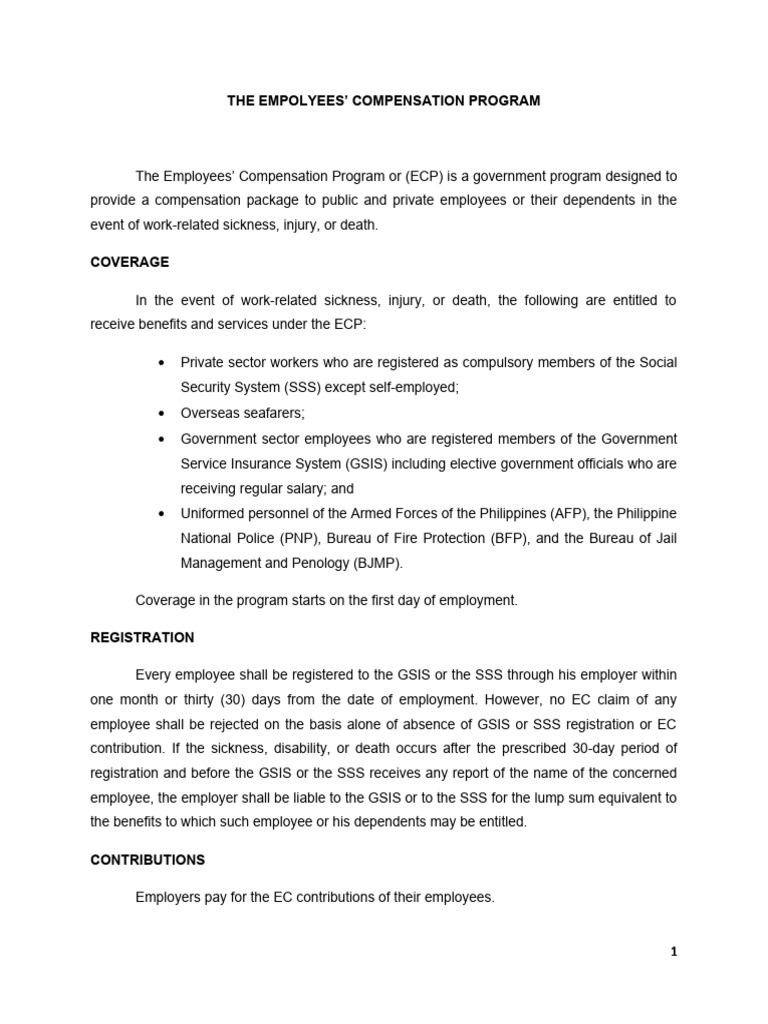 Employees Compensation Program | PDF | Welfare | Employment